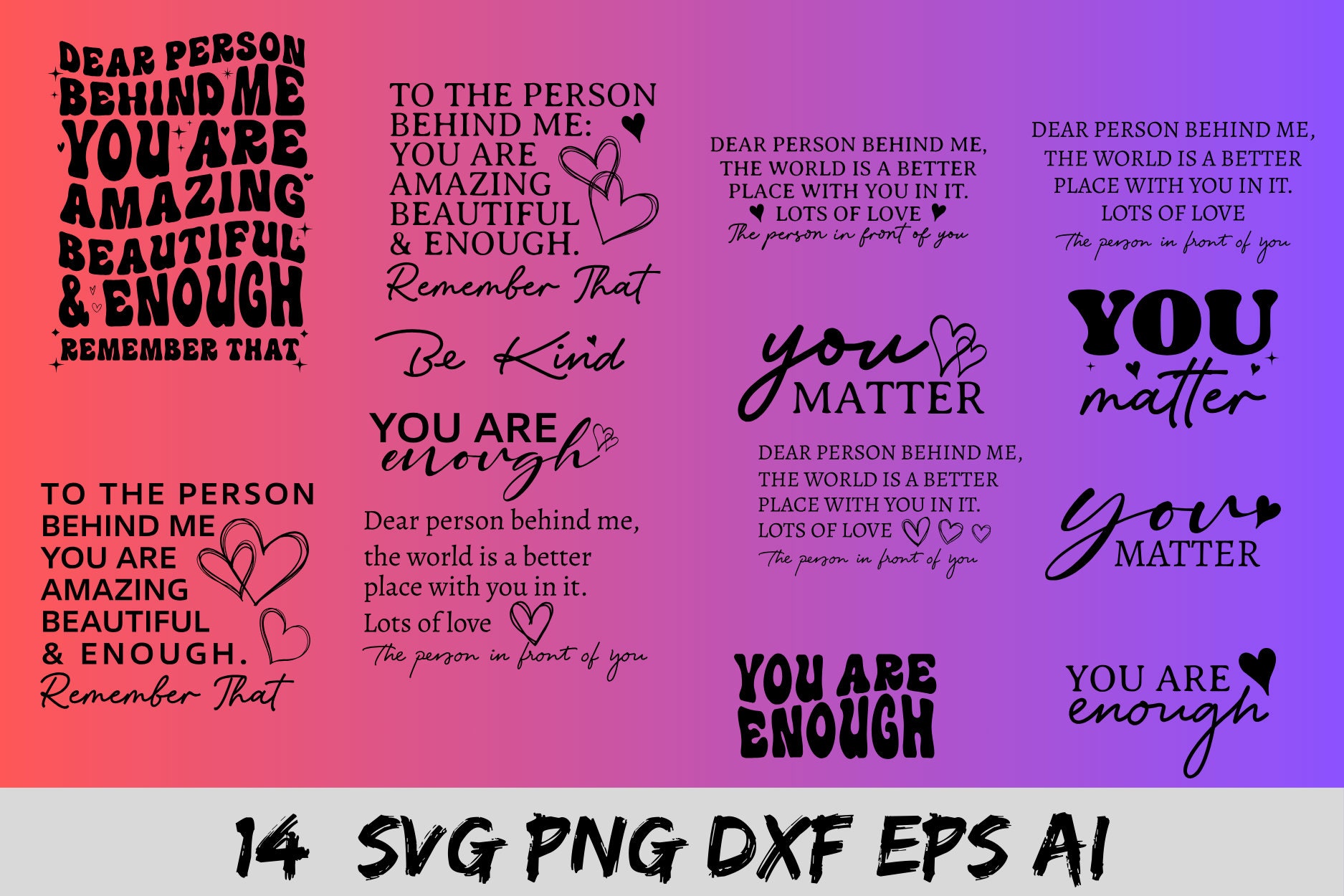 Dear Person Behind Me SVG Bundle, Person Behind Me Svg, Kindness Svg ...