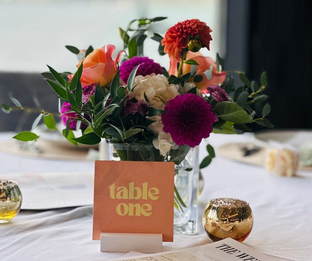Pastel Retro Wedding Table Numbers: 4x4 Prints (canva Template) - Etsy