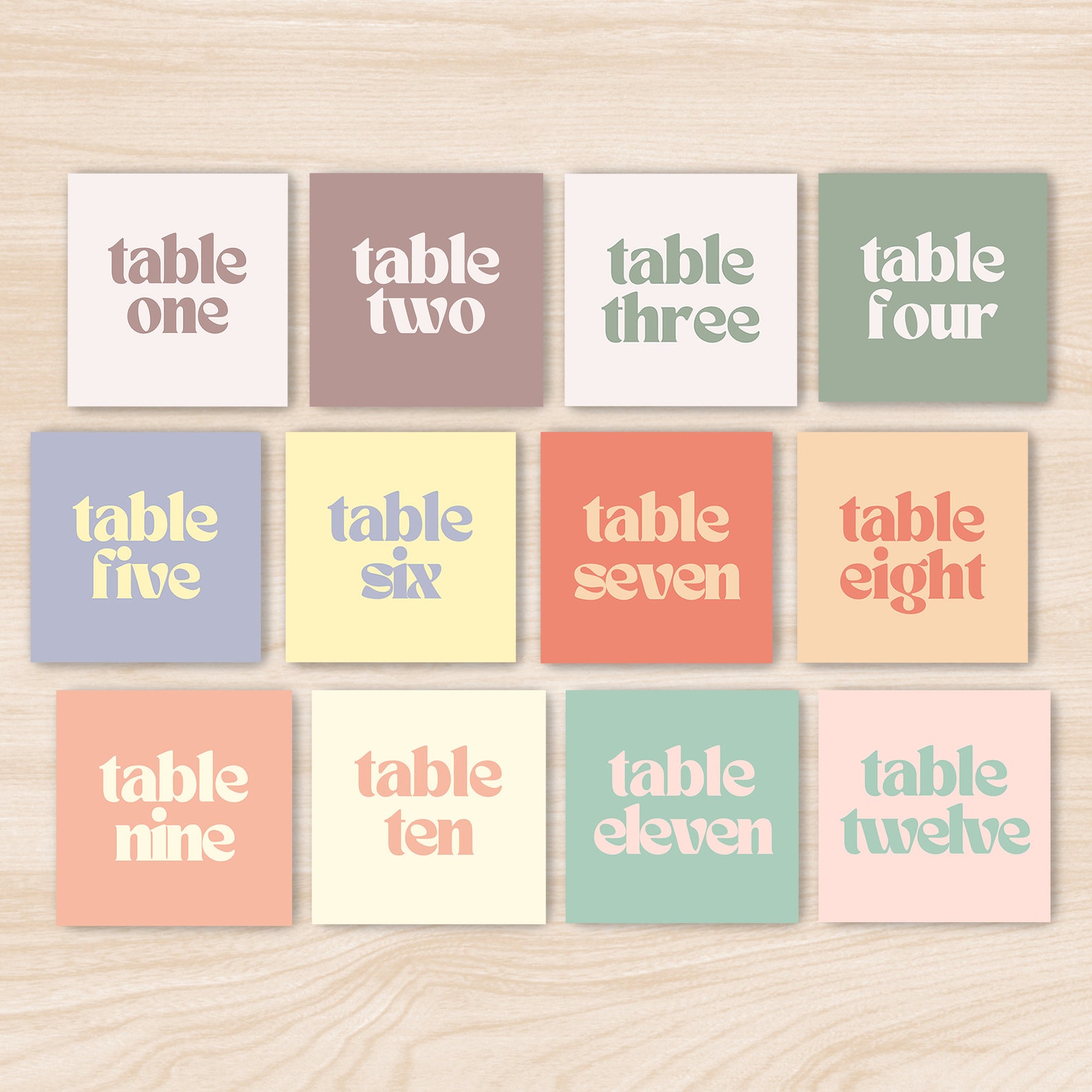 Table Numbers for Wedding | Pastel Wedding Table Numbers | Retro Table ...