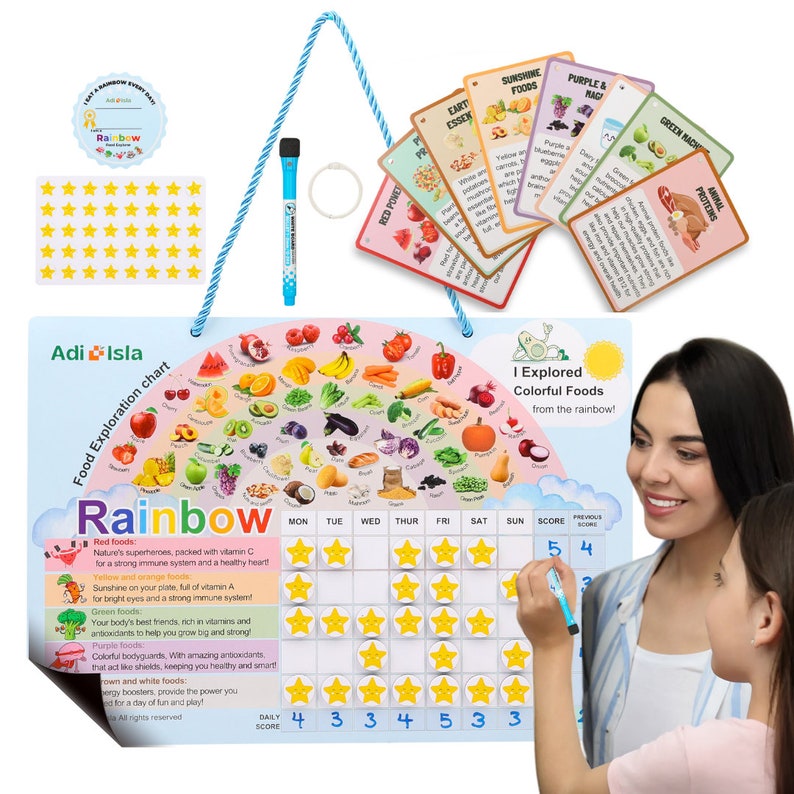 Rainbow Foods Exploration Chart 40 Stars Flashcards Marker Healthy ...
