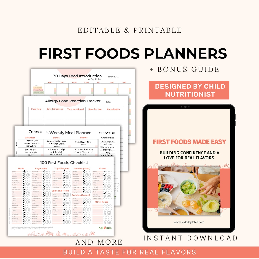 First 100 Foods Before One Checklist and Weekly Meal Planner Bonus and ...