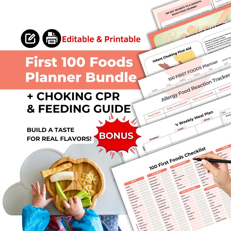 100 First Foods Before One Tracker and Weekly Meal Planner Bonus ...