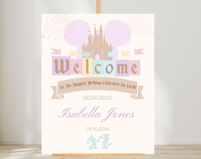 Happiest Birthday on Earth Welcome Sign - Editable Vintage Disneyland ...