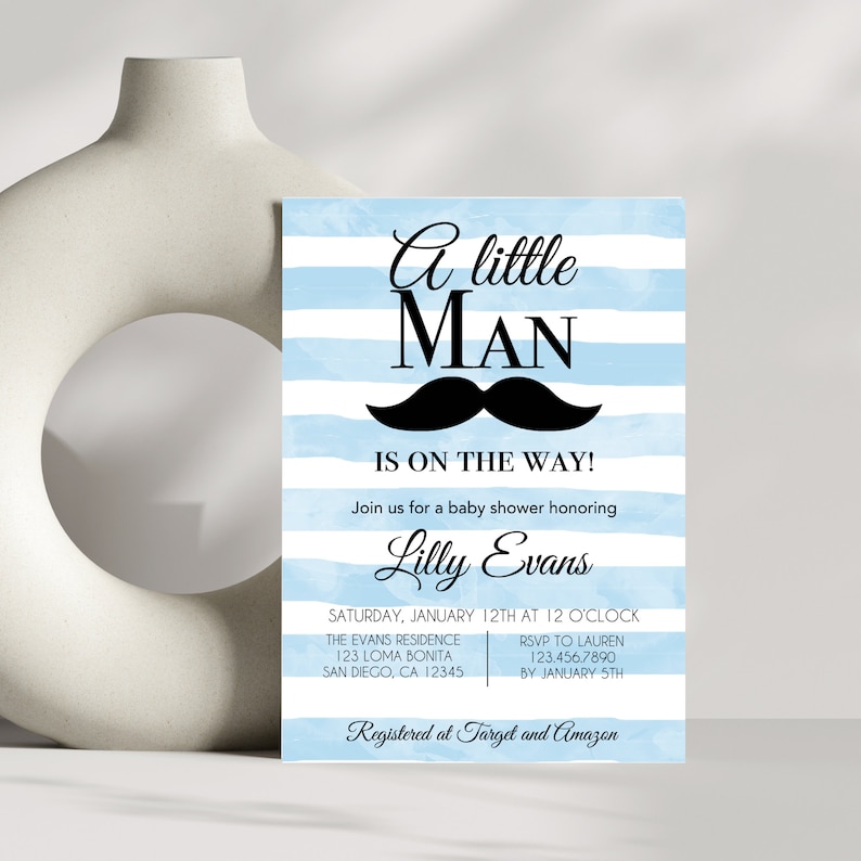 A Little Man Baby Shower Invitation - Etsy
