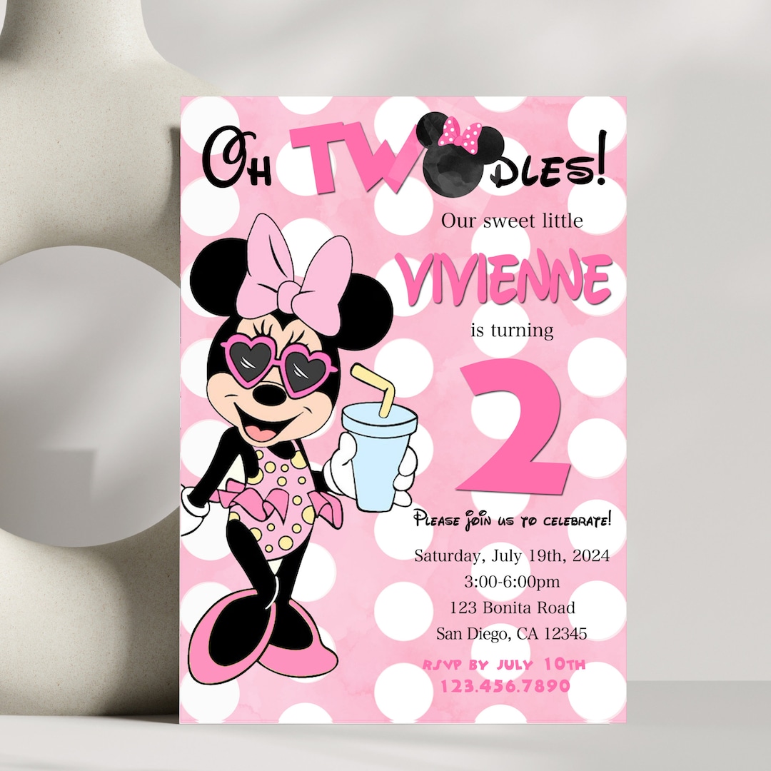 Minnie Mouse Birthday Invitation - Pool Party - Summer Party ...