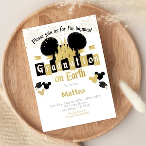 Happiest Graduation on Earth Invitation | Vintage Disneyland Theme ...
