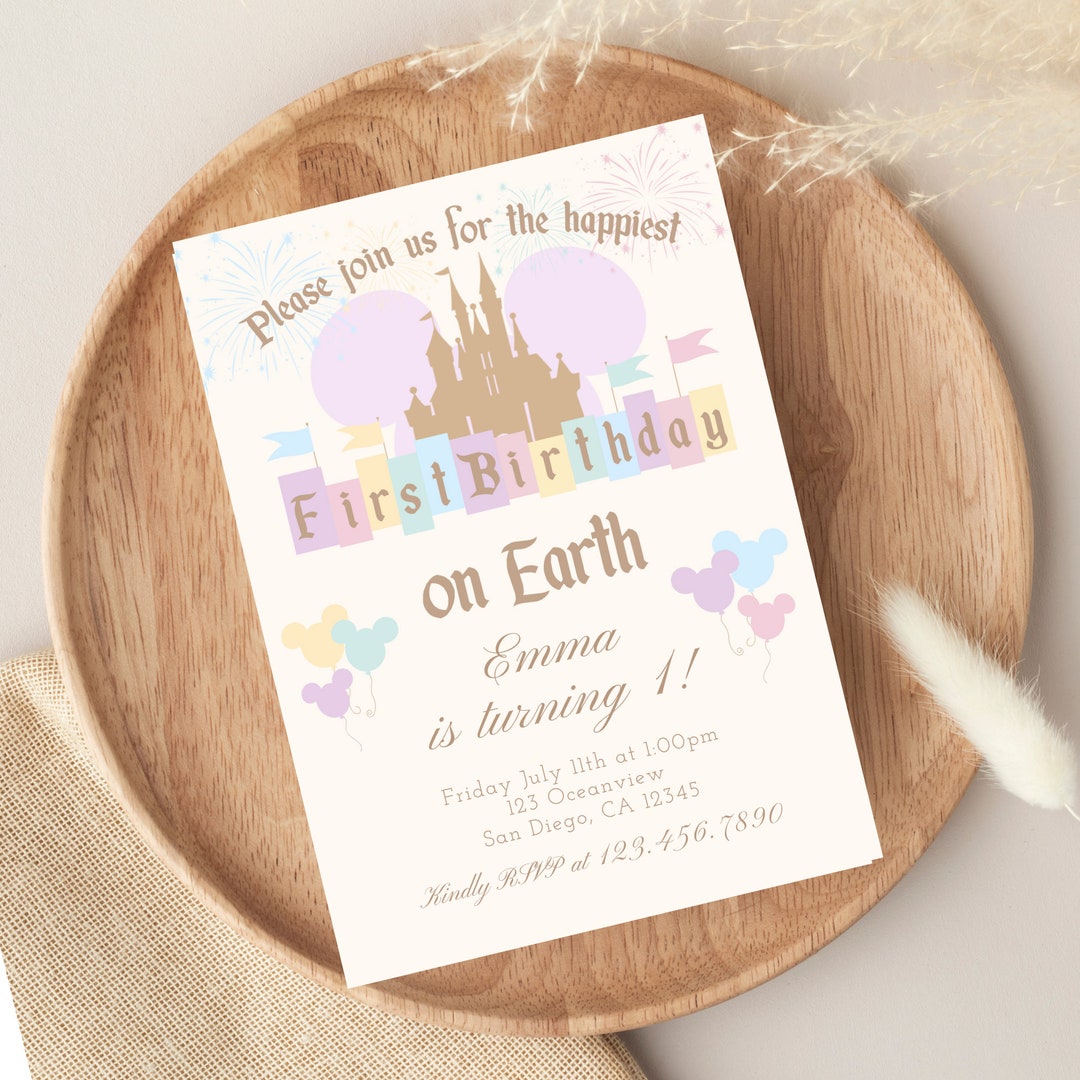 Happiest First Birthday on Earth Invitation - Vintage Disneyland ...