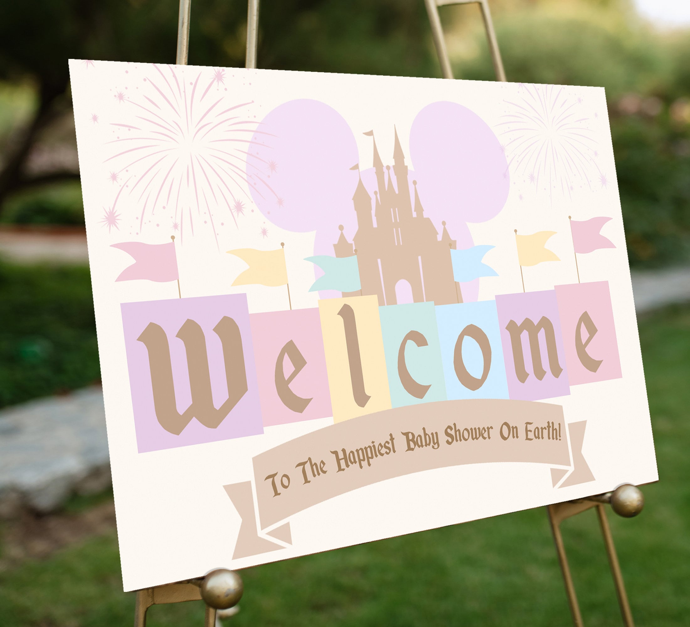 Happiest Baby Shower on Earth Welcome Sign Vintage Disneyland Babyland ...