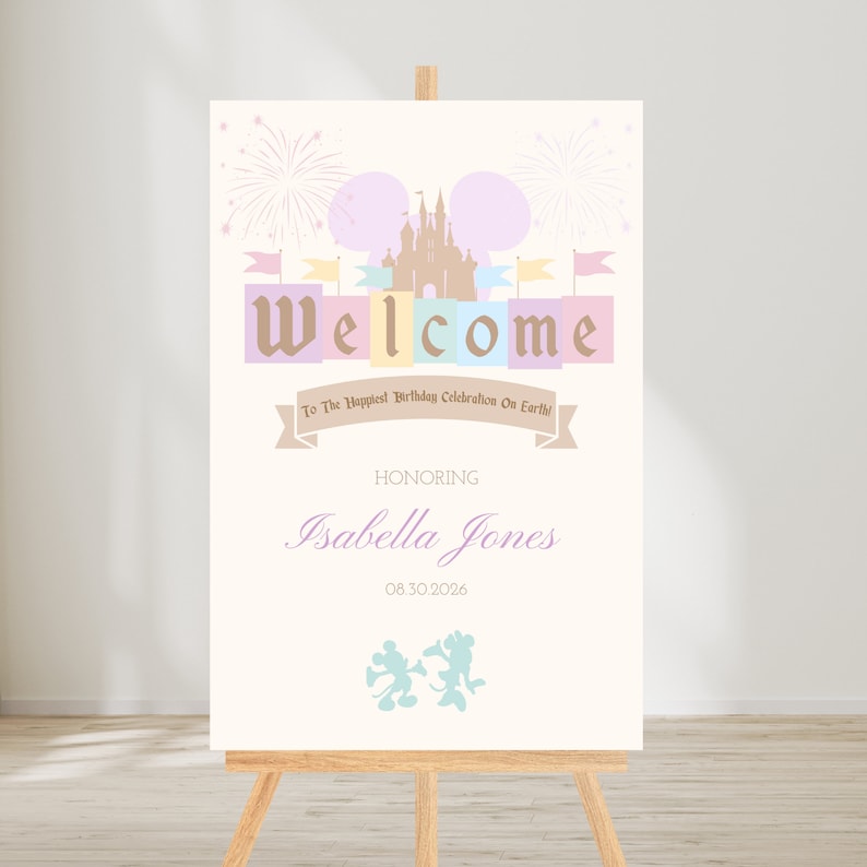 Happiest Birthday on Earth Welcome Sign Editable Vintage Disneyland ...