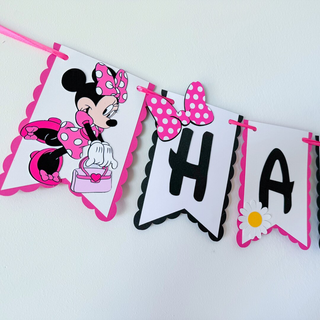 Minnie Mouse Inspired Happy Birthday Banner, Minnie Mouse Banner, High ...