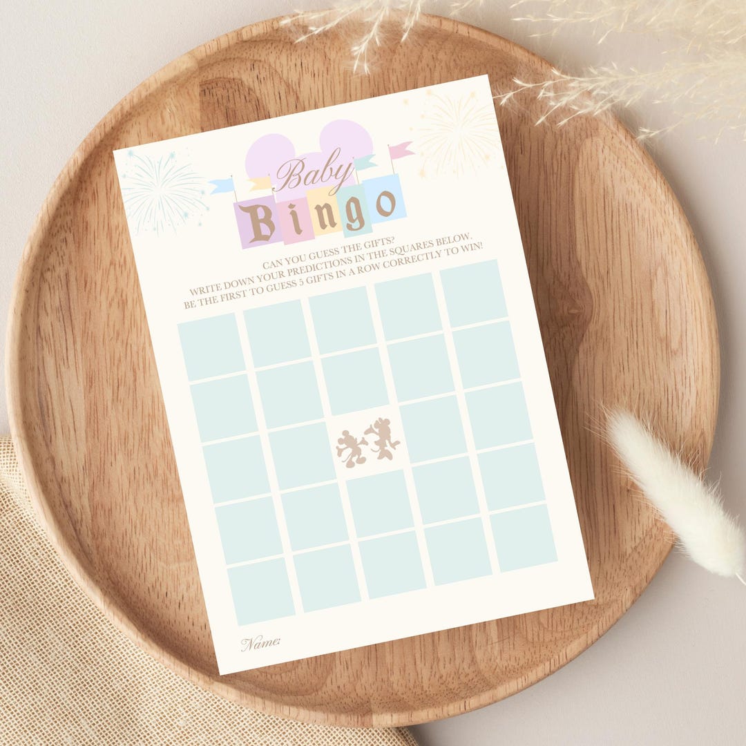 Baby Shower Bingo Game - Disneyland Theme - Happiest Baby Shower on ...