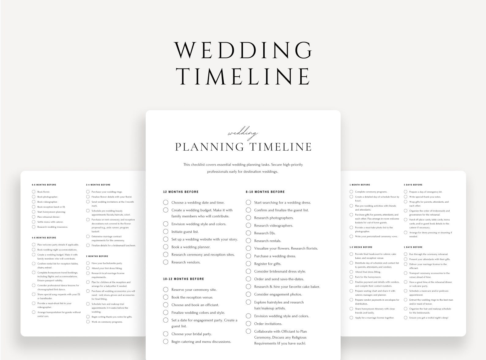 Ultimate Wedding Checklist Bundle: 22 Detailed Checklists 60 Pages ...