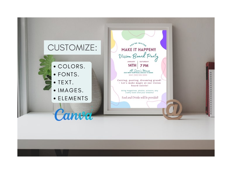 Vision Board Party Invitation, Digital Invitation Template, Vision ...