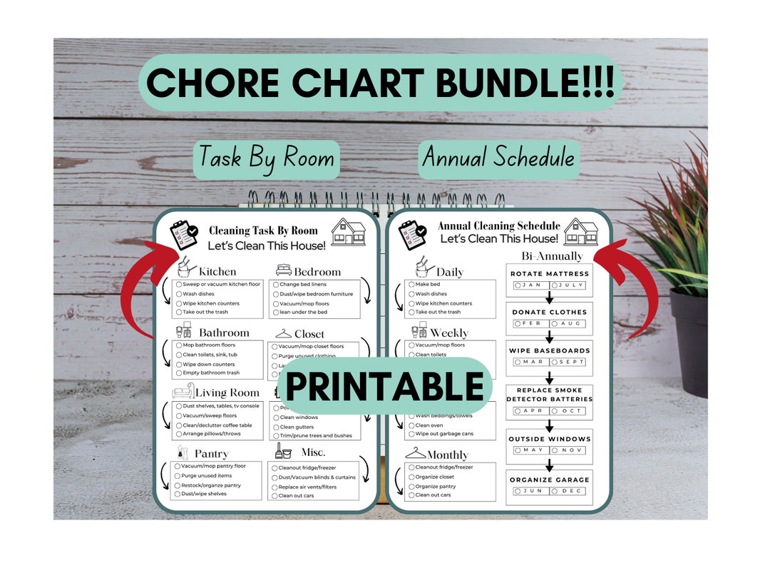 Chore Chart Printable, Cleaning Checklist, Chore Planner, Chore Planner ...