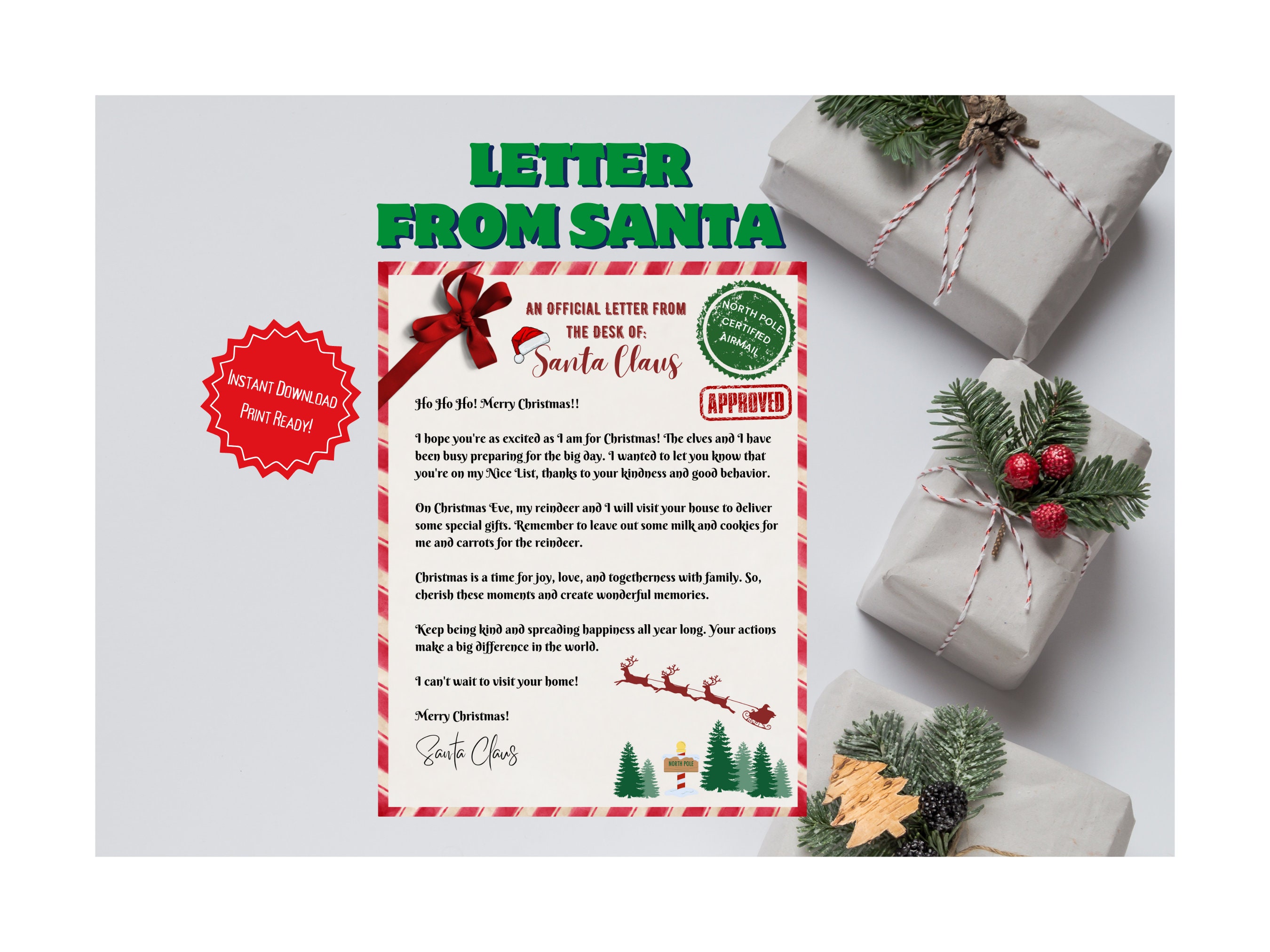 Santa Letter Bundle Printable Letter From Santa Santa - Etsy