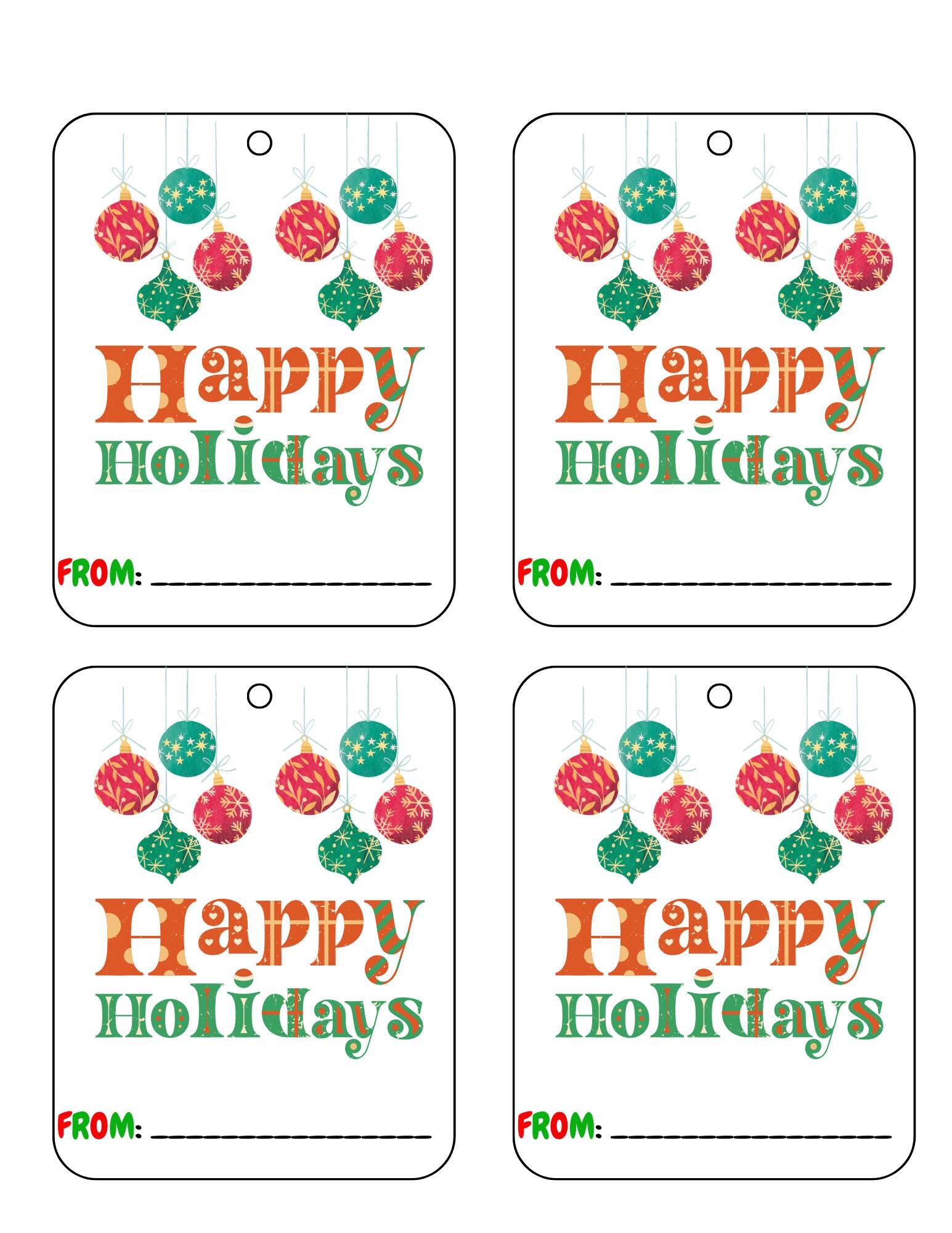 Christmas Gift Tags, Gift Tags, Happy Holidays Gift Tags, Xmas Gift Tag ...