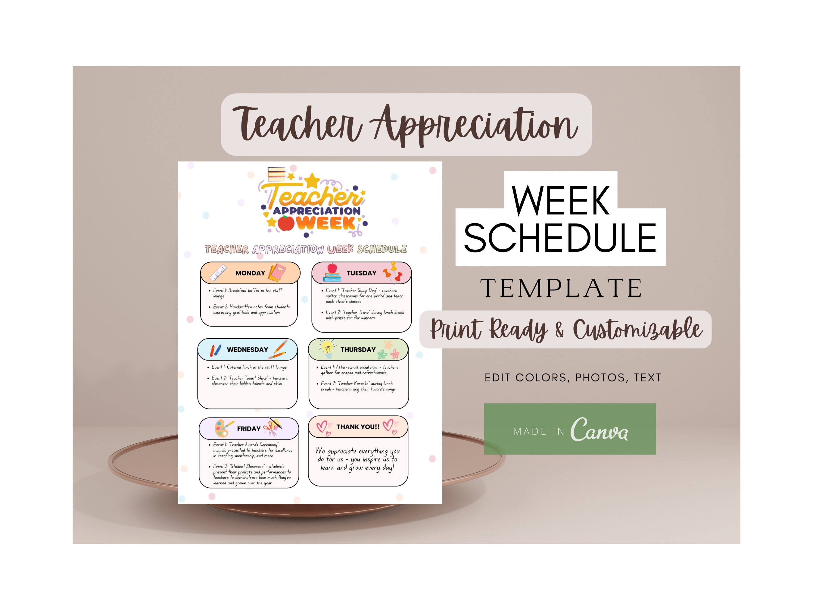 Teacher Appreciation Week Itinerary, Teacher Appreciation Week, Teacher ...