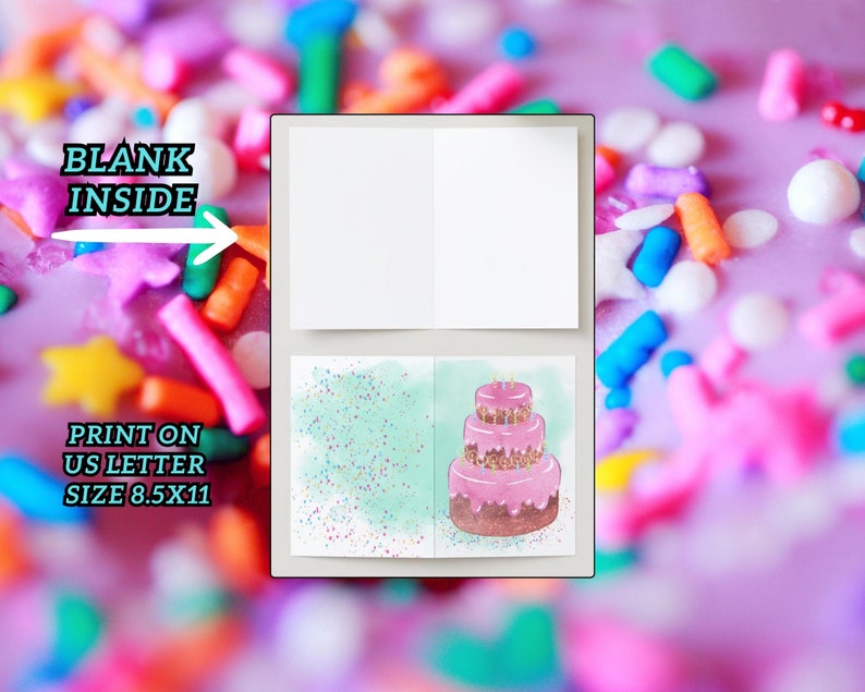 HAPPY BIRTHDAY Card Blank Inside 2 Sizes Included 4x6 and 5x7 Instant ...