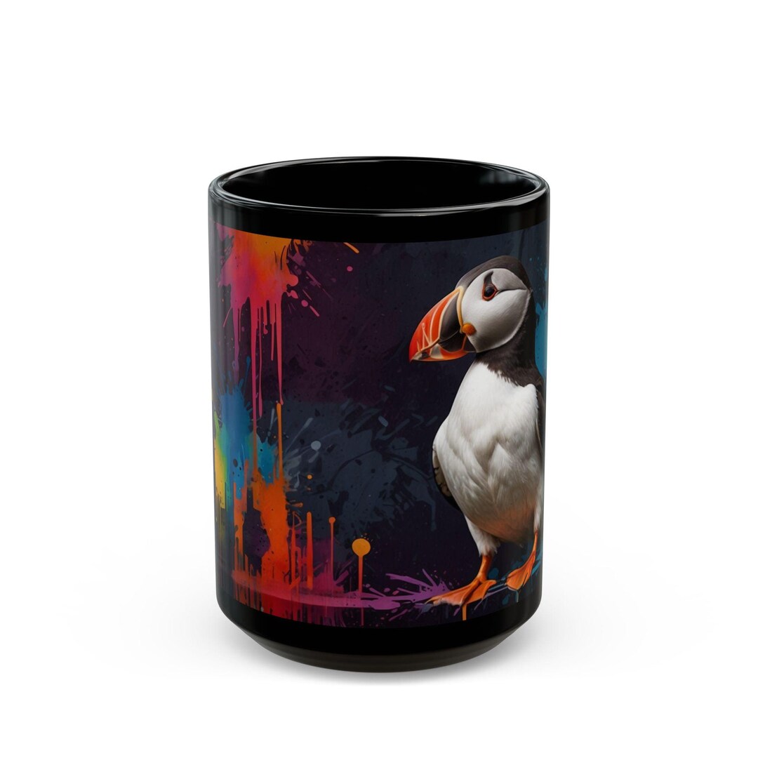 Puffin Mug, Graffiti Style Mug, Bird Mugs, Gift With Puffins, Mugs With ...