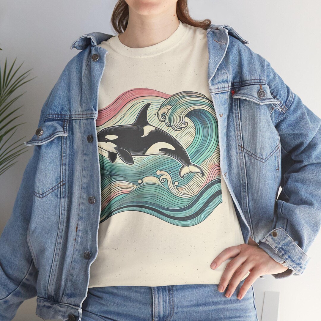 Orca Shirt | Pastel Rainbow Waves in Retro 90s Style | Vintage-inspired ...