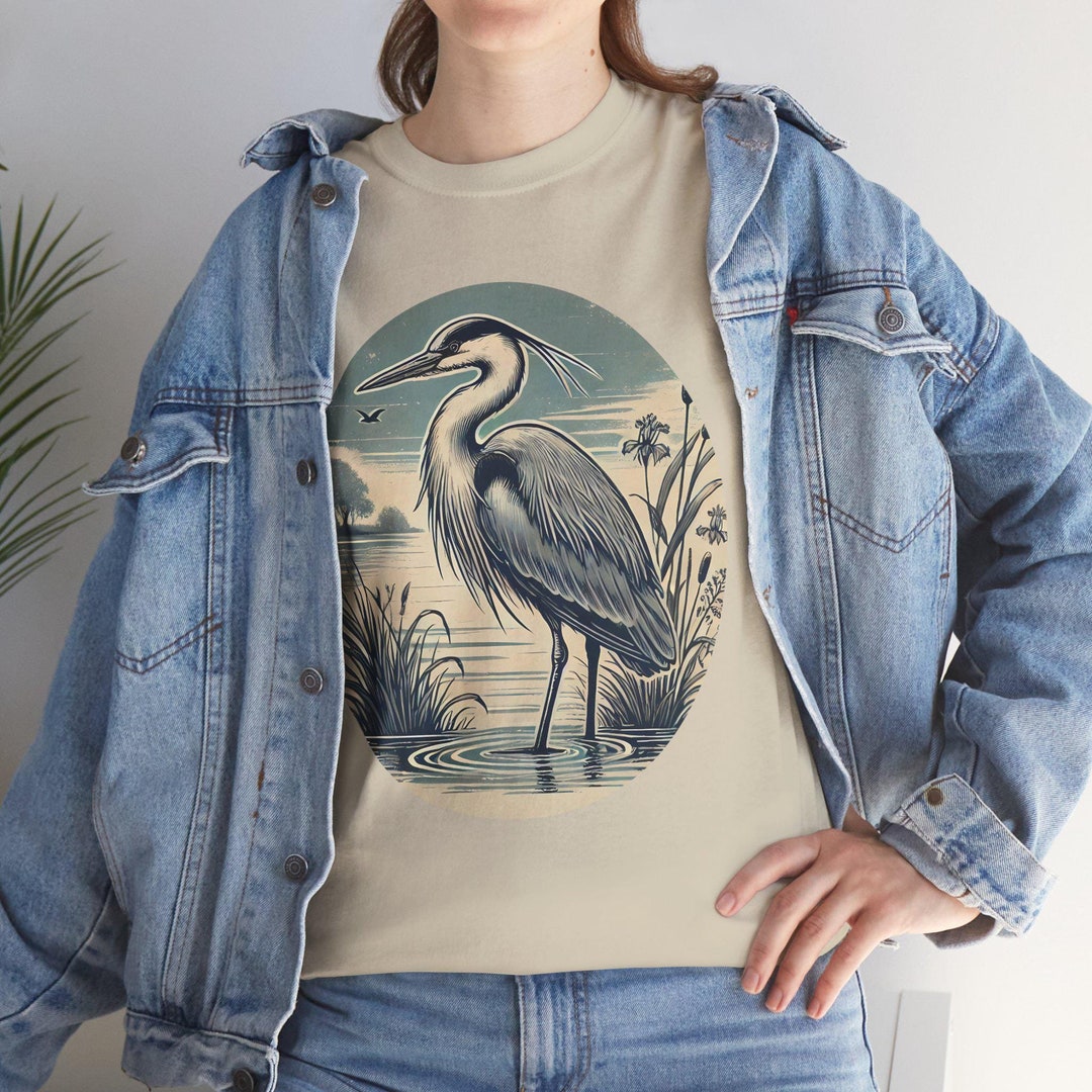 Vintage Heron Shirt | Retro Bird Design | Nature-inspired Apparel for ...