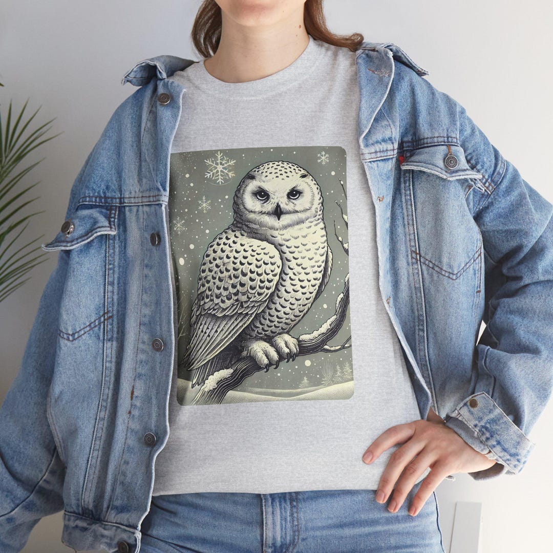 Snowy Owl Shirt | Elegant Bird Design | Nature-inspired Apparel for Owl ...