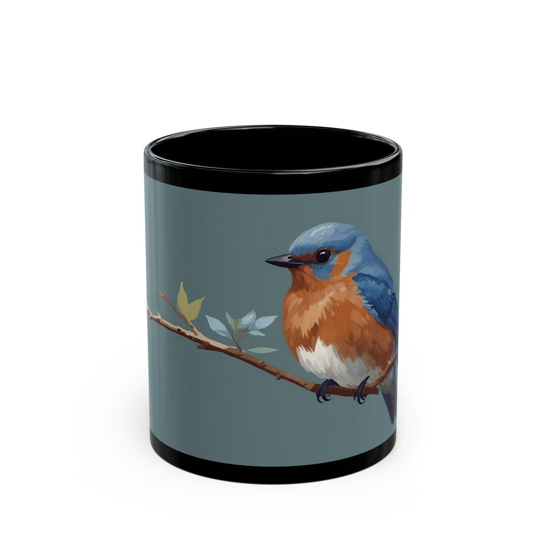 Modern Eastern Bluebird Mug Minimalist Flat Graphic Bright & Bold Bird ...