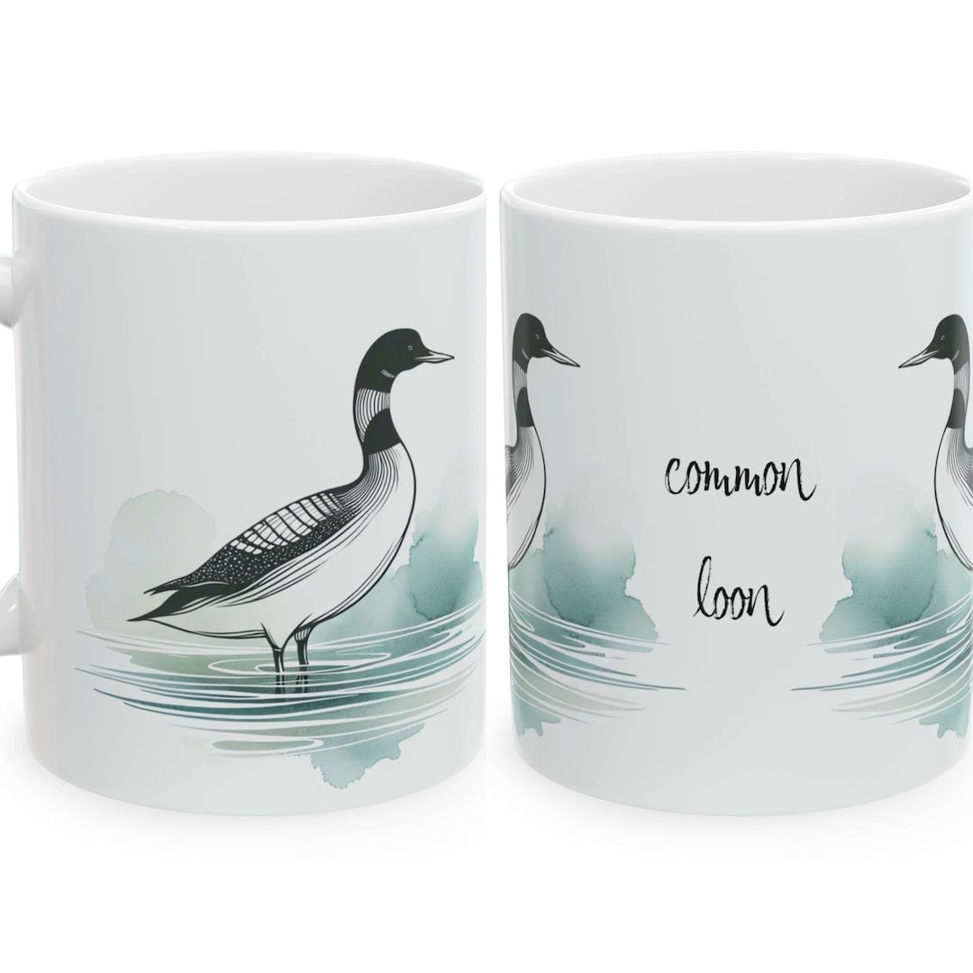 Common Loon | Serene Water With Simple Watercolor Art | Nature-inspired Drinkware | Mug With ...