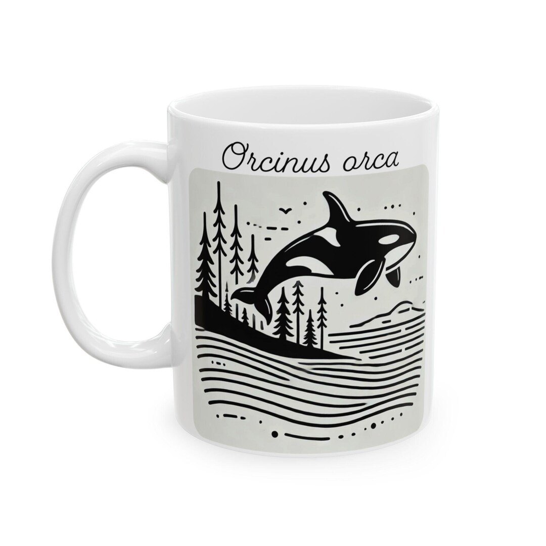 Minimal Orca Whale Mug | Simple Ocean-inspired Art | Nature-inspired ...