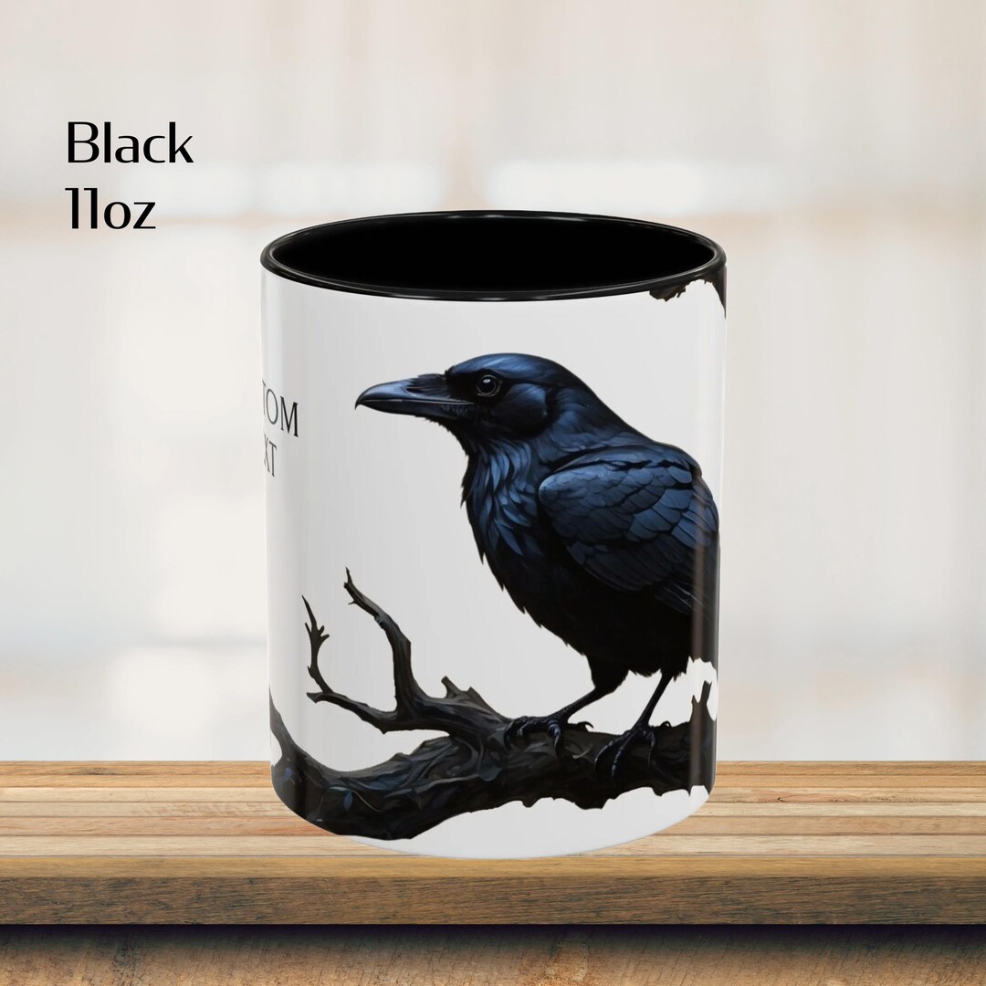 Raven Coffee Cup, Custom Mug, Personalized Bird Mug, Raven Mug, Bird ...