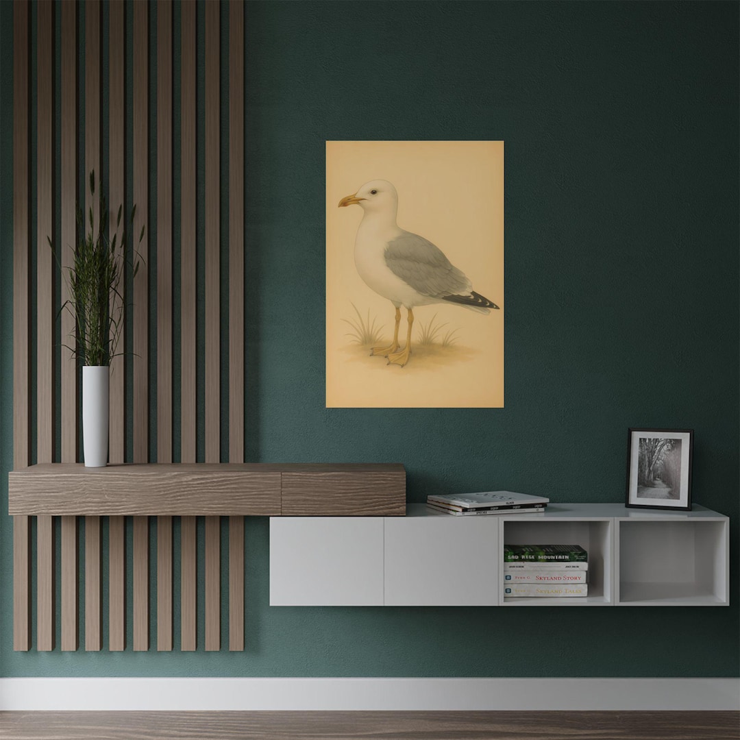 Seagull Poster | Vintage Watercolor Shorebird Print | Natural History ...