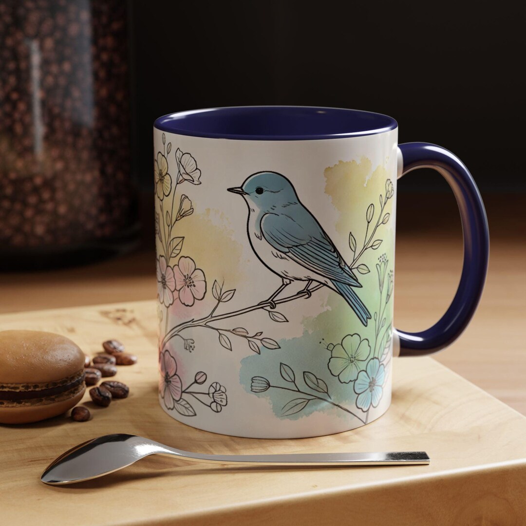 Eastern Bluebird Mug | Bluebird With Spring Flowers Mug| Nature ...