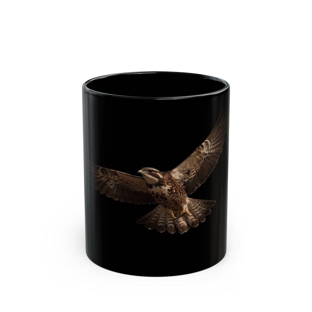 Minimalist Hawk Mug | Sleek Monochromatic Bird Illustration | Graceful ...