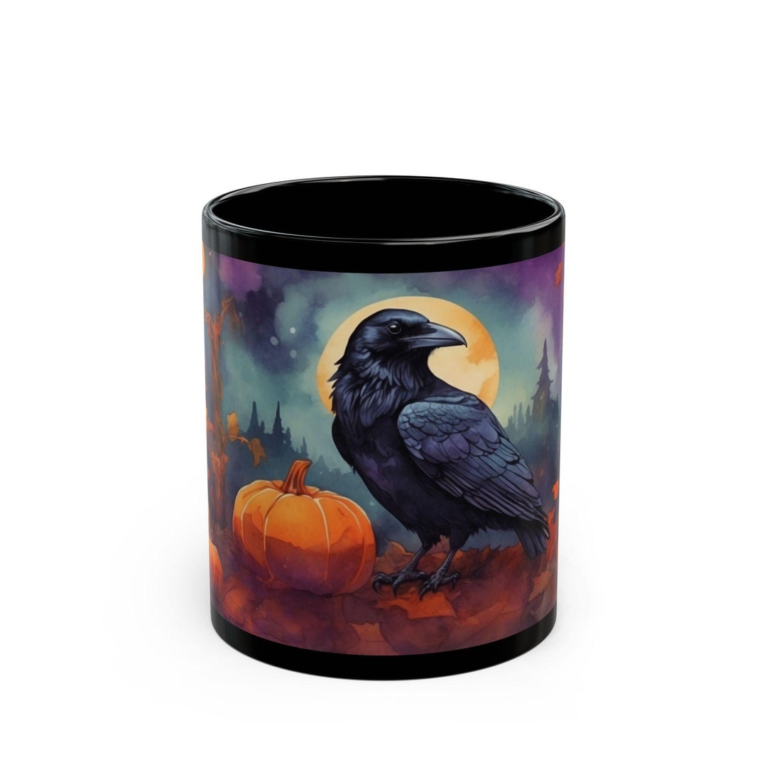 Spooky Season Raven Mug, Halloween Raven Mug, Raven Mug, Halloween Mug ...