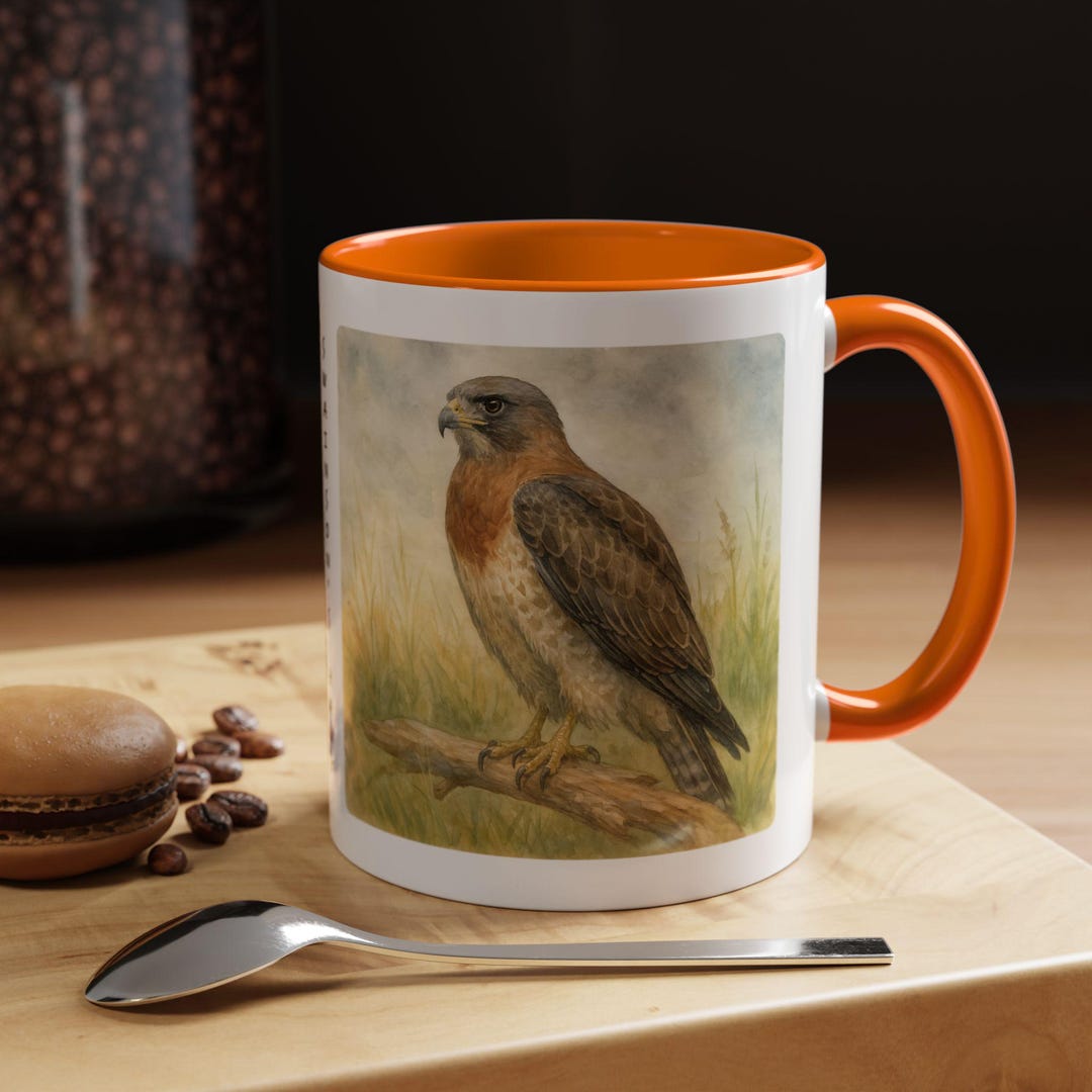 Swainsons Hawk Mug | Realistic Watercolor Raptor Art | Grassland Bird ...