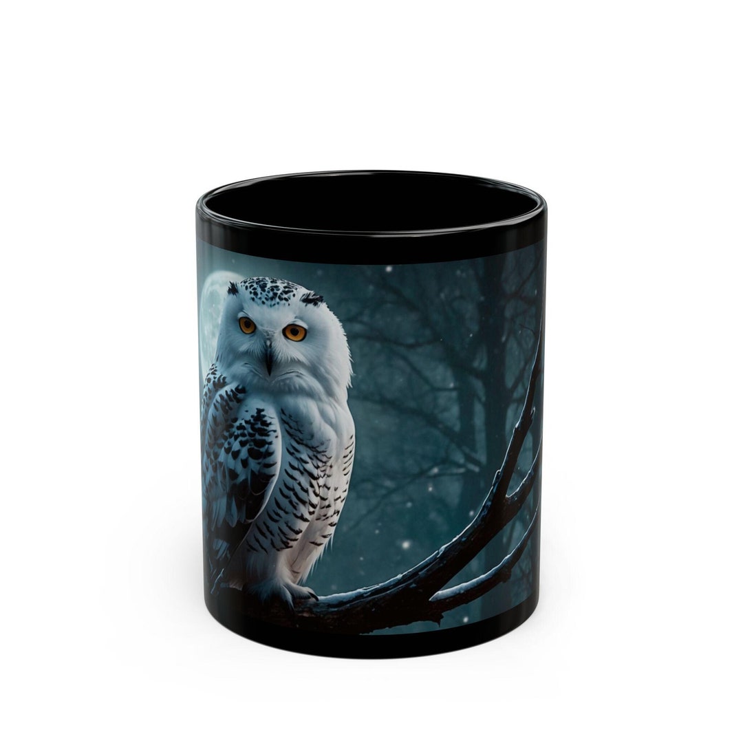 Snowy Owl Mug, Owl Mug With Moon Background, Owl Gift, Bird Lover Gift ...
