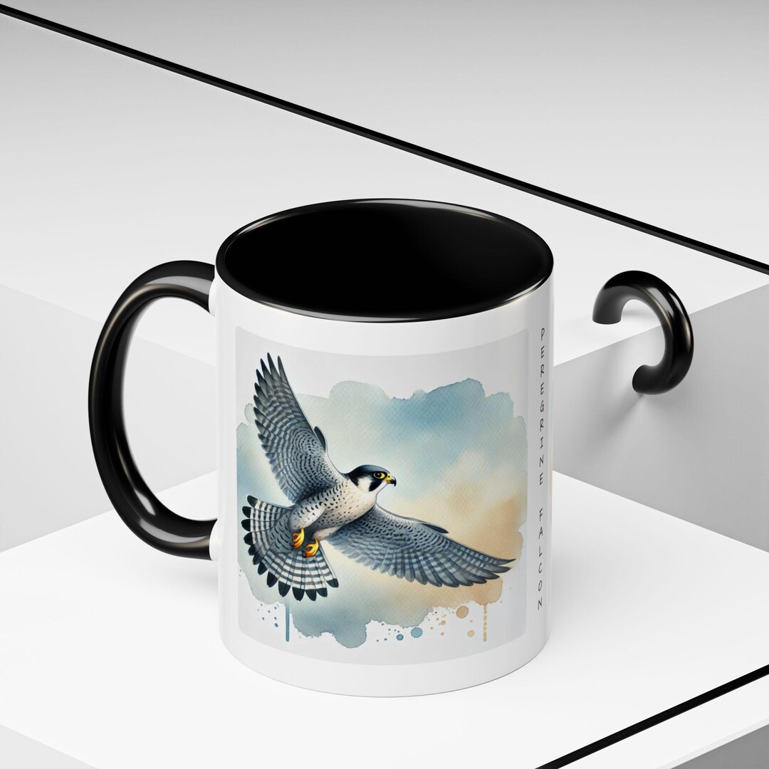 Watercolor Peregrine Falcon Mug | Majestic Bird Design | Nature ...