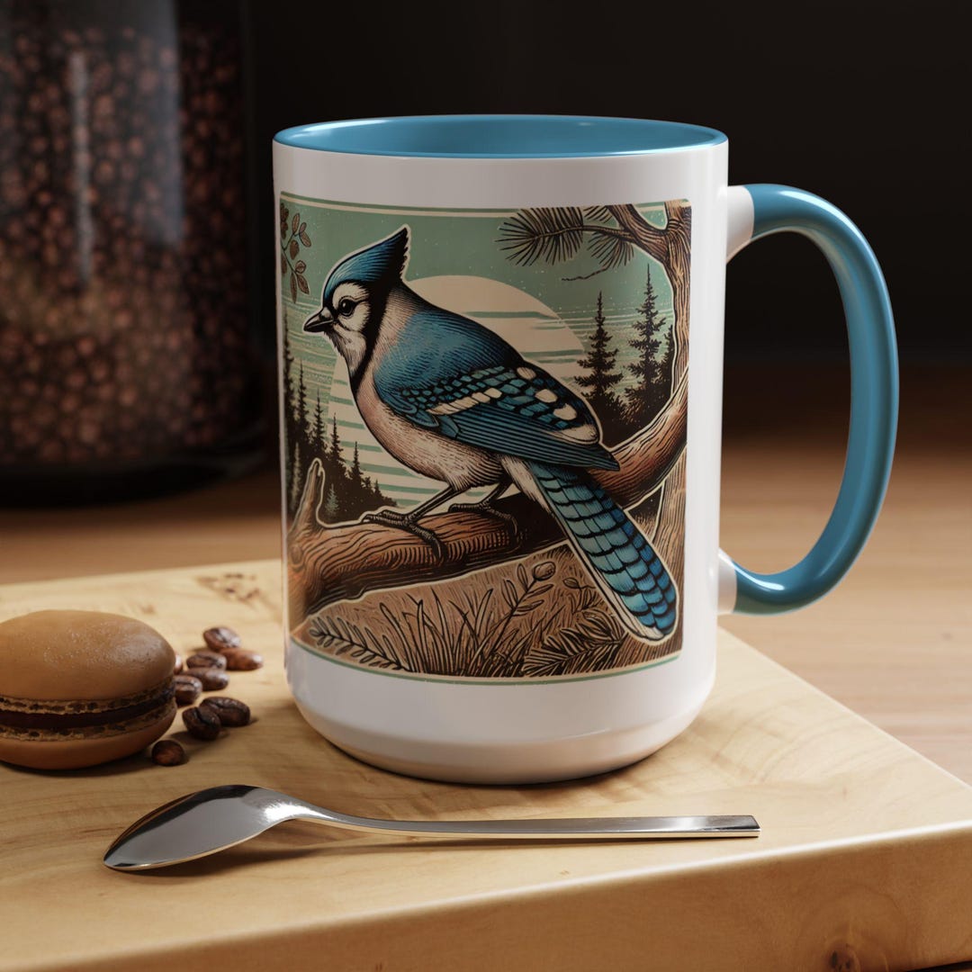 Vintage Blue Jay Mug | Classic Bird Design | Nature-inspired Drinkware ...