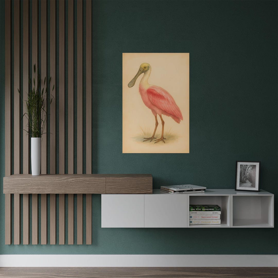Roseate Spoonbill Poster | Vintage Watercolor Wading Bird Print ...