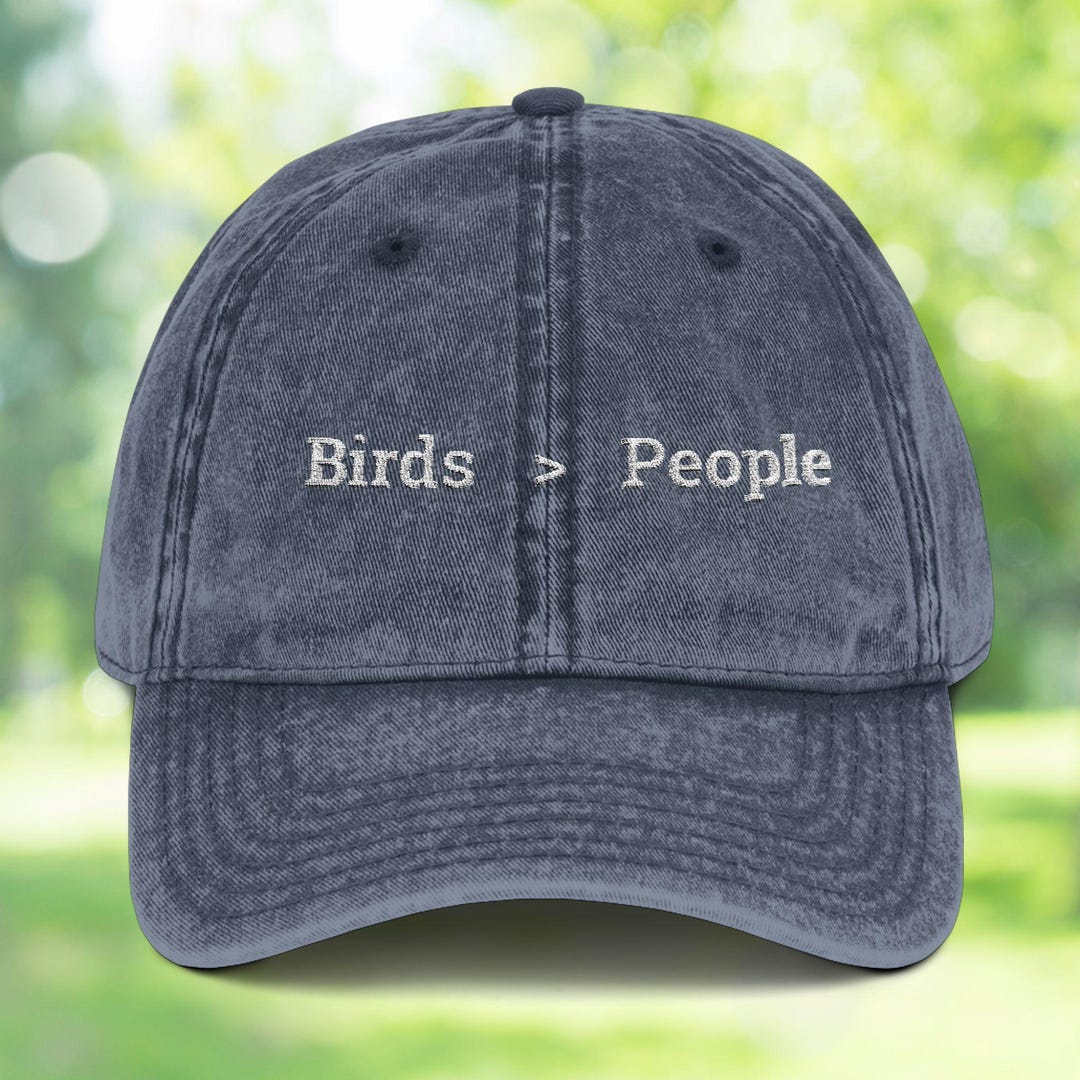 Embroidered Birds > People Hat | Funny Birdwatcher Cap | Vintage Style ...