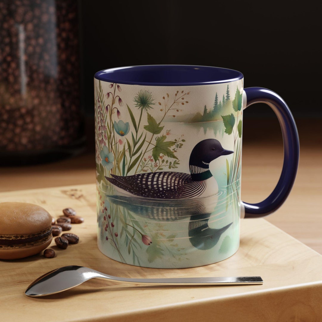 Common Loon Mug | Serene Painted Style Bird Art | Nature-inspired ...