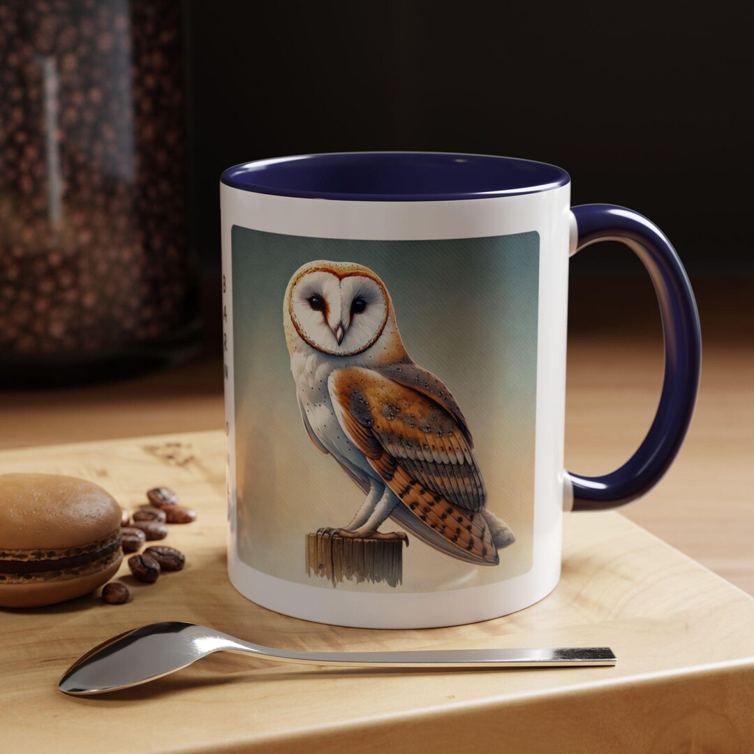 Barn Owl Mug | Watercolor Bird Illustration | Rustic Farmhouse Design ...