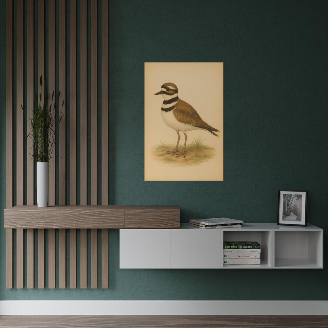 Killdeer Bird Poster | Vintage Watercolor Shorebird Wall Art | Natural ...