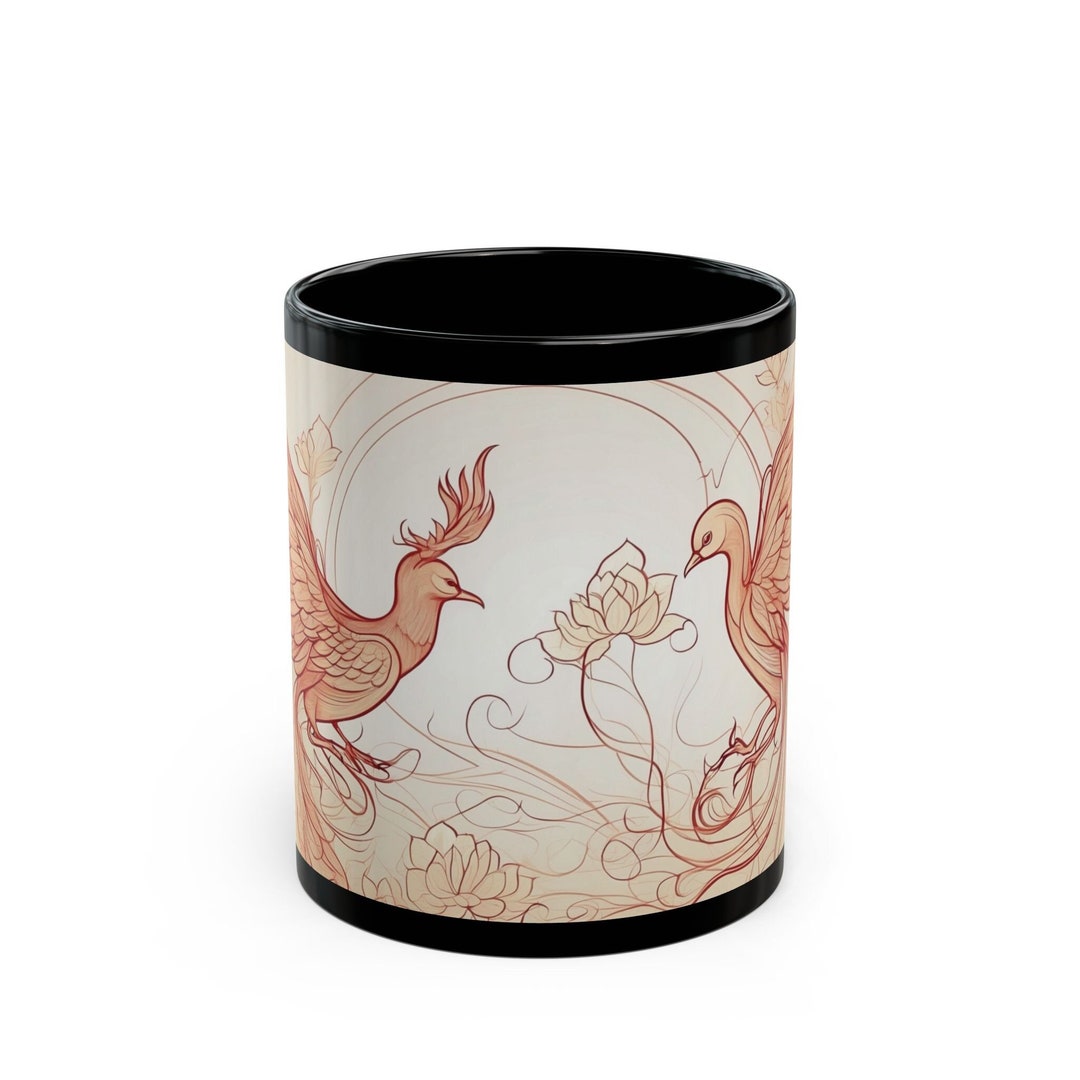 Phoenix Bird Mug, Phoenix Mug With Whimsical Design, Phoenix Gift, Bird ...