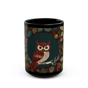 Vintage Owl Folk Art Mug | Eastern Screech Owl Coffee Mug | Rustic Owl ...