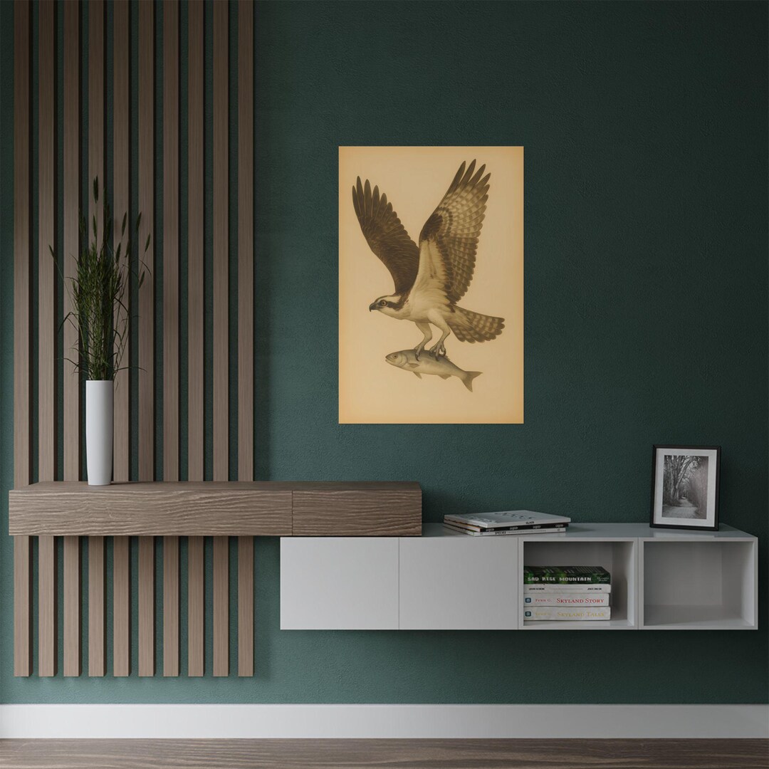 Osprey Poster | Vintage Watercolor Raptor Print | Natural History Bird ...