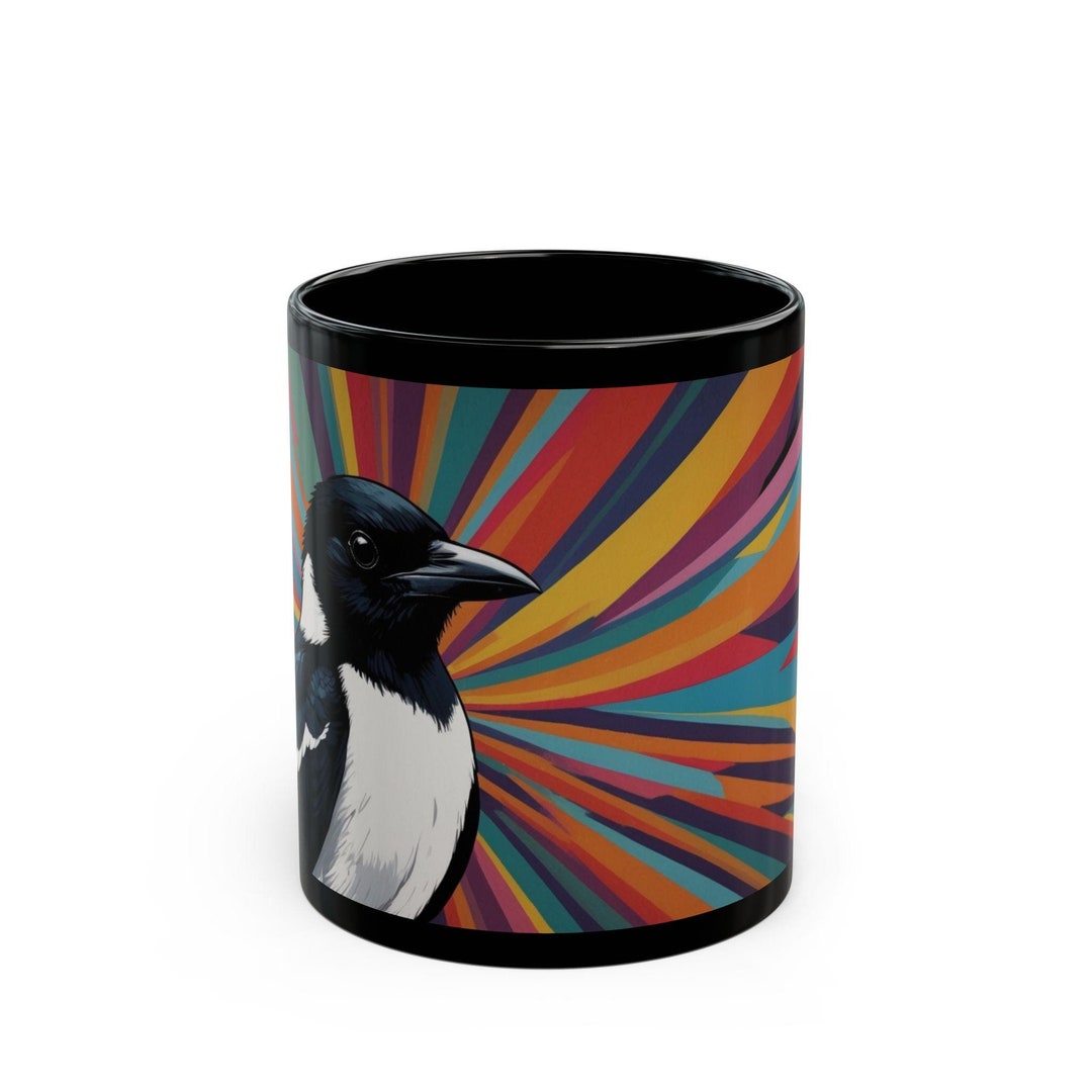 Bold Pop Art Magpie Mug Neon Colors & Graphic Style Eye-catching Retro ...