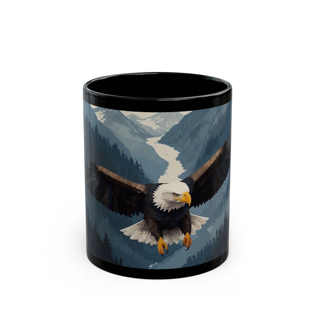 Geometric Bald Eagle Mug | Modern Wildlife in Flight | Abstract Eagle ...