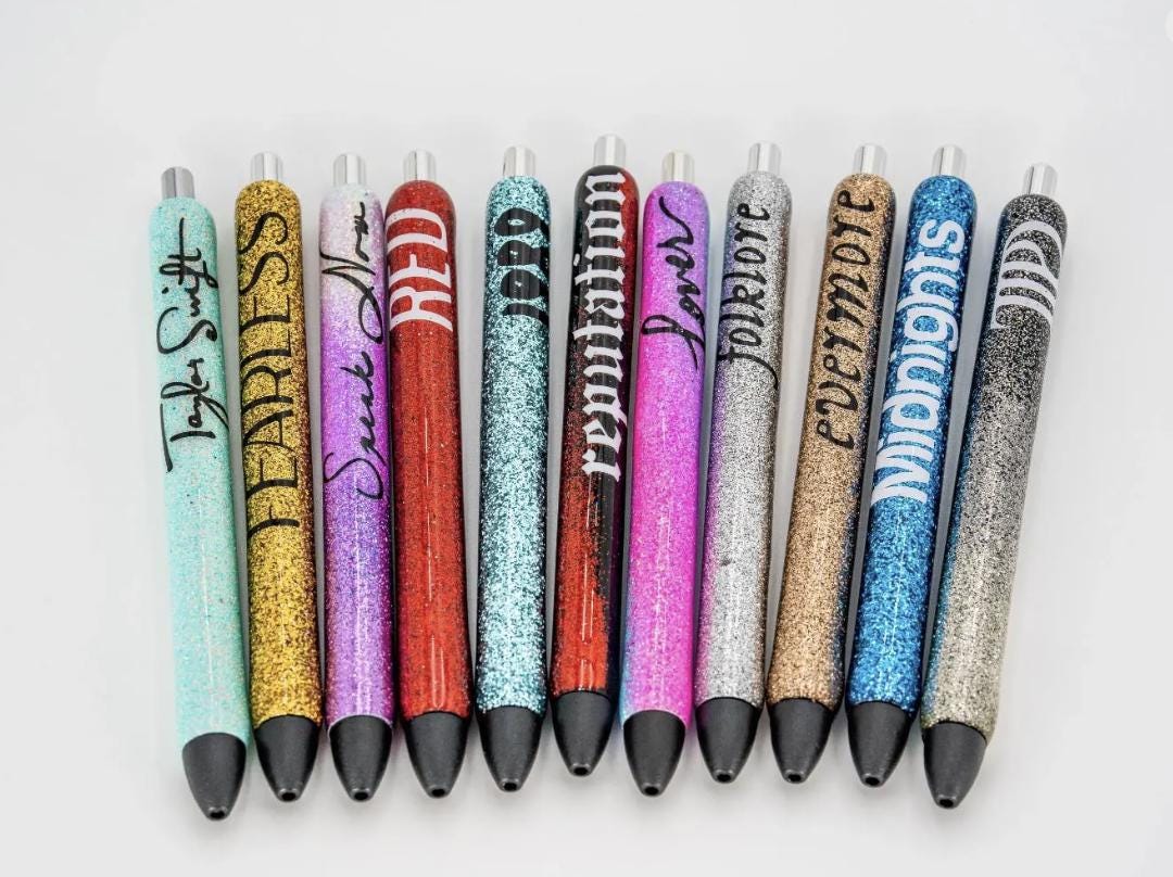 Taylor Swift Album Pens| Album Eras Inspired Pens | Inkjoy Glitter Pen ...