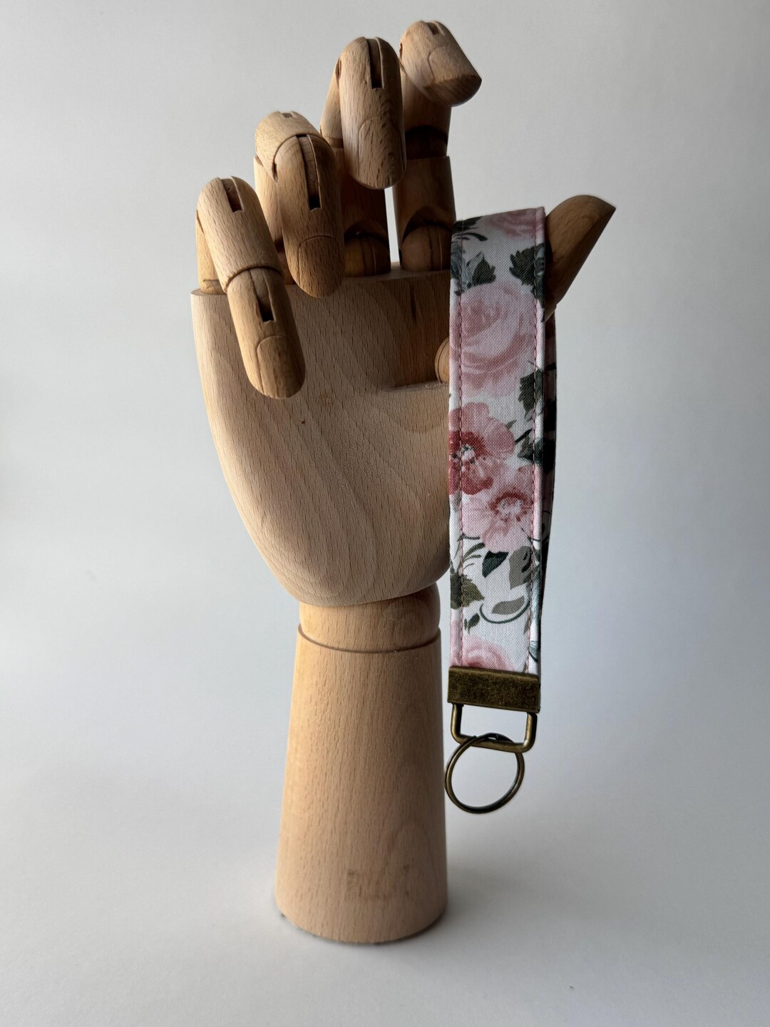 Floral Wristlet Keychain, Rose Print Key Fob, Fabric Key Holder, Gift ...